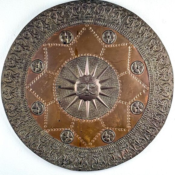 Accents | Vintage Embossed Copper Sun Face Wall Hanging Boho Zodiac ...